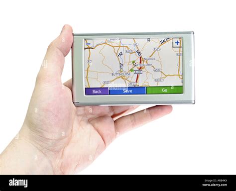 GPS Vehicle Navigation System In The Hand Of A Man Stock Photo Alamy