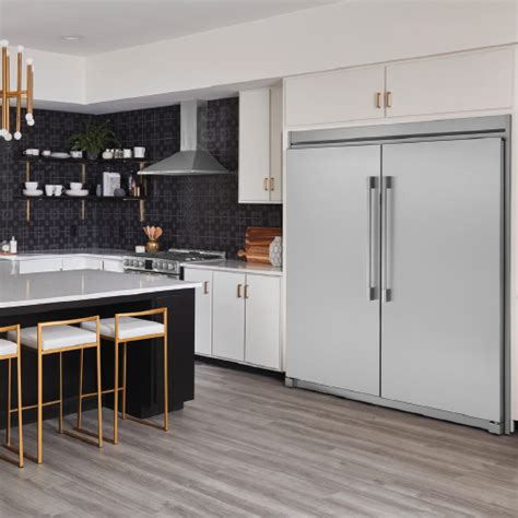 Stainless Steel Side By Side Column Refrigerator And Freezer Set With