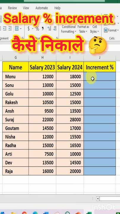 Salary Increment कैसे निकाले 🤔 Exceltips Exceltricks Salaryincrease Youtube