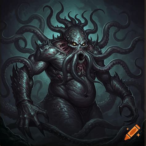A Large Bulky Mindflayer Creature With Tentacles Around Its Head And
