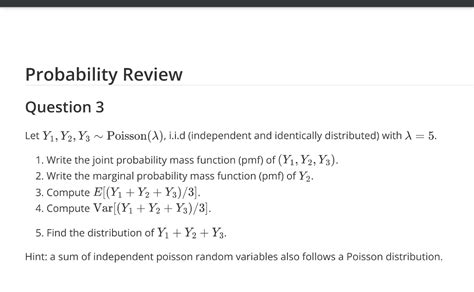 solved let y1 y2 y3∼poisson λ i i d independent and