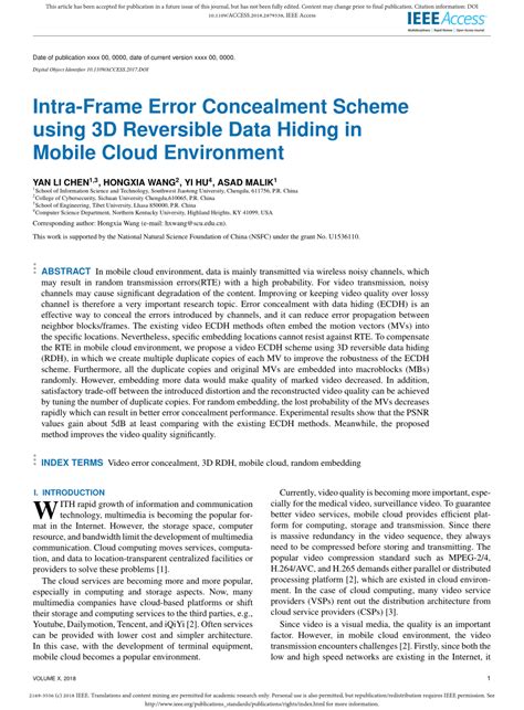 Pdf Intra Frame Error Concealment Scheme Using 3d Reversible Data