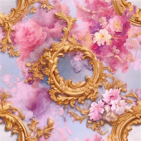 Premium AI Image A Close Up Of A Wall With A Mirror And Flowers Generative Ai