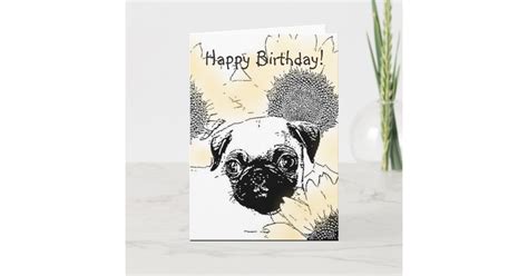 Feliz Cumpleaños Pug Tarjeta De Bienvenida Zazzlees