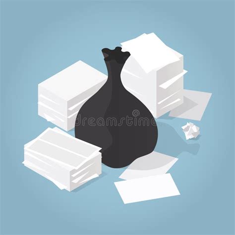 Isometric Paper Trash Illustration Stock Vector Illustration Of