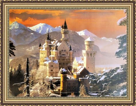 Картина репродукція в багетній рамі Замок Нойшванштайн 30х40 Cм №306 продаж ціна у Івано
