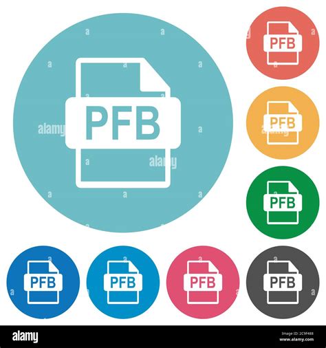 Pfb File Format Flat White Icons On Round Color Backgrounds Stock