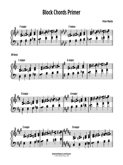 Block Chords Primer Sheet Music Pdf Music Theory Musical Compositions