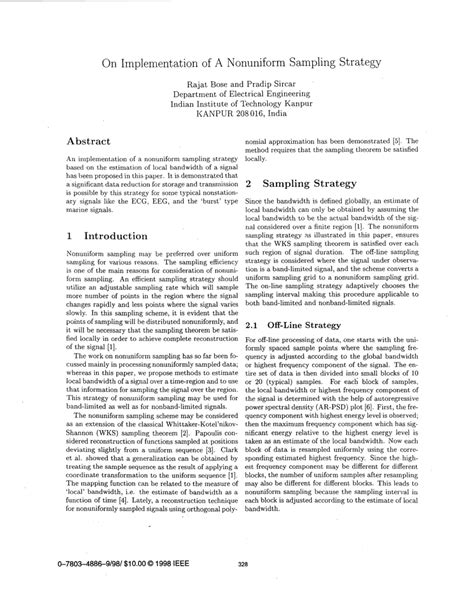 Pdf On Implementation Of A Nonuniform Sampling Strategy