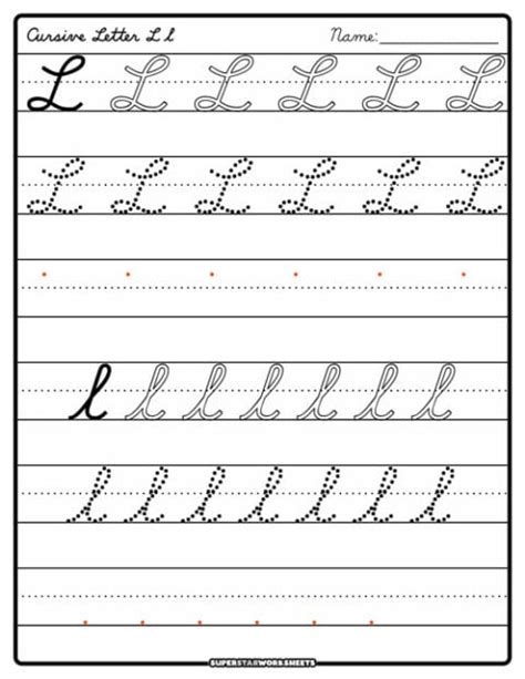 Cursive L Superstar Worksheets