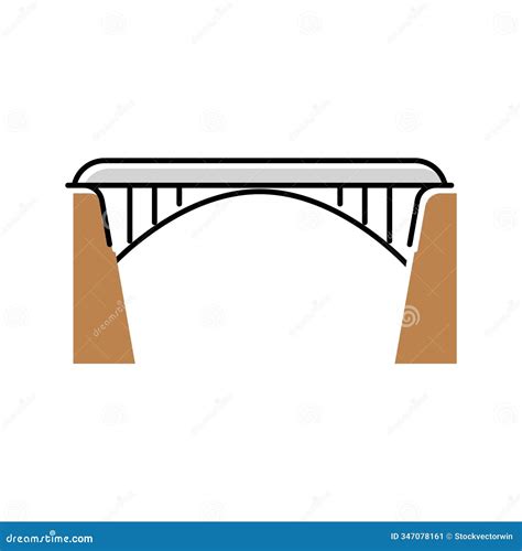 Arch Bridge Construction Structure Silhouette Vector Illustration Isolated On White Background