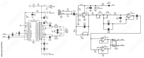 Schematic Diagram Of Electronic Device Vector Drawing Electrical Circuit With Operational
