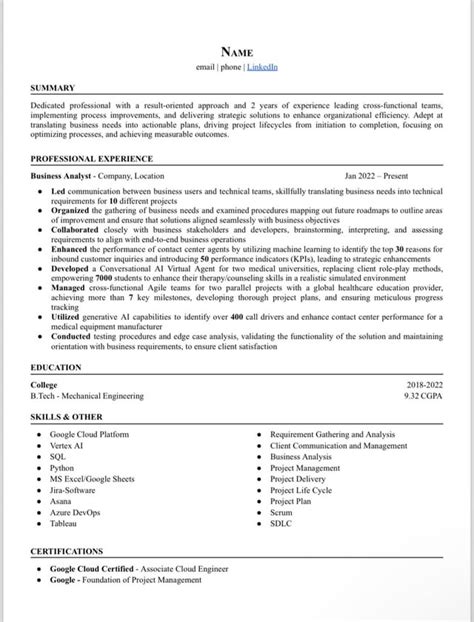Resume Review For Business Analyst Rresumeexperts