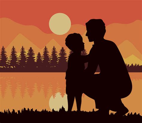 Padre E Hijo Al Atardecer Vector En Vecteezy