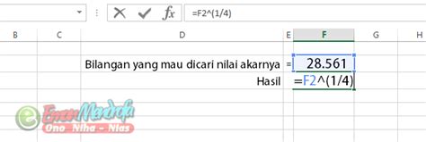 Cara Menghitung Nilai Akar Pangkat Dan Atau Lebih Nilai Cara Chart