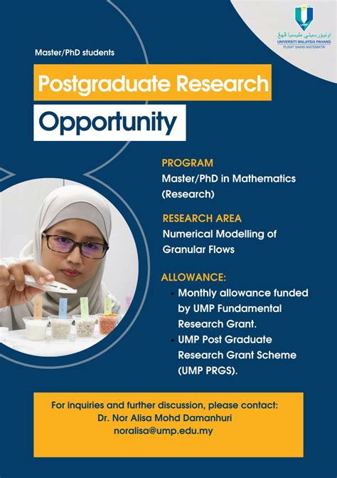 Nor Alisa Mohd Damanhuri On Linkedin Phd Opportunities Masters Ump