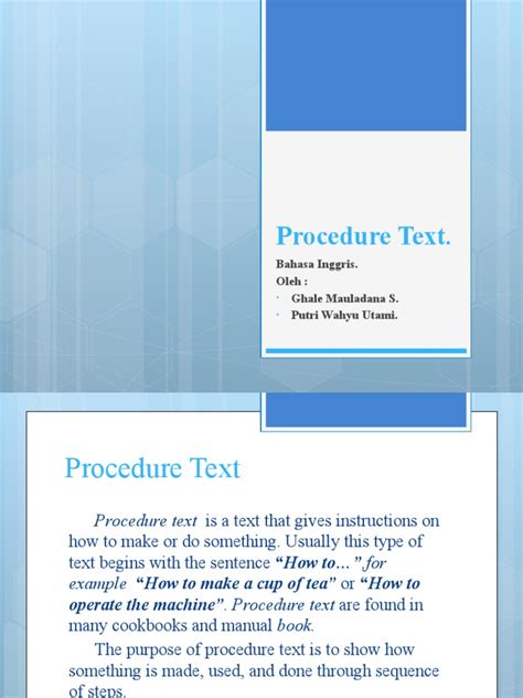 Procedure Text Ghale M S And Putri W U Pdf Verb Linguistics