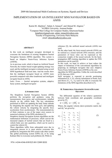 pdf implementation of an intelligent sins navigator based on anfis