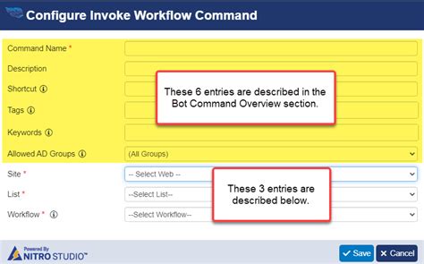 Configuring The Bot Bot Commands Invoke Workflow