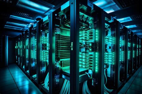 Premium Ai Image Network Switches And Routers In Server Room