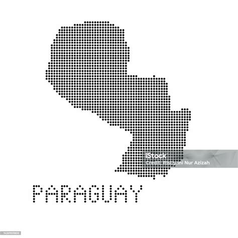 Paraguay Map Outline With Grunge Texture In Dot Style Stock