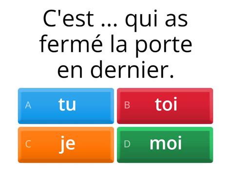 Disjunctive Pronouns Review Quiz