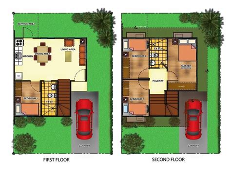 Two Story House Plan With Car Parking Lot Small Subdivision Layout