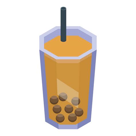 Bubble Tea Glass With Straw Isometric View 48779663 Vector Art At Vecteezy