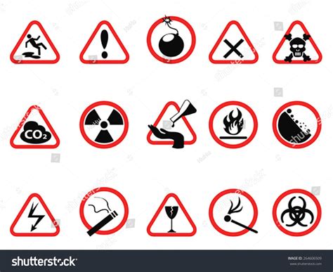 Danger Icons Set Triangular And Circle Warning Hazard Signs 库存矢量插图