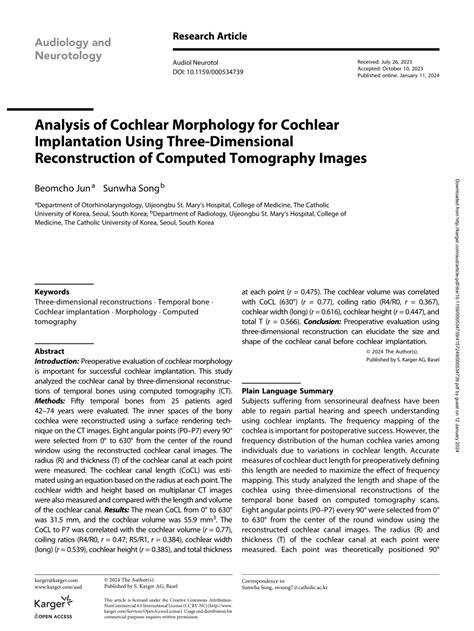Pdf Analysis Of Cochlear Morphology For Cochlear Implantation Using