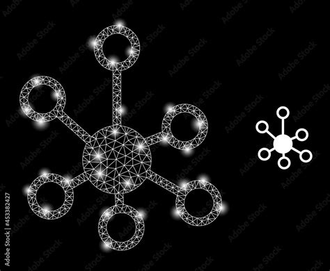 Bright Mesh Vector Relations With Glare Effect White Mesh Bright Spots On A Black Background