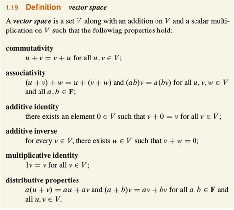 Axioms For Vector Space In Axlers Linear Algebra Done Right Distributivity Of Scalar