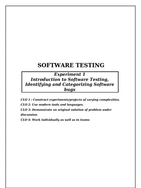 st lab 01 pdf software testing software bug