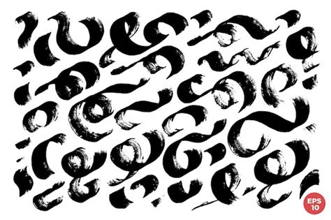 Premium Vector Ink Brush Drawn Scribble Vector Set Bold Wavy Shapes
