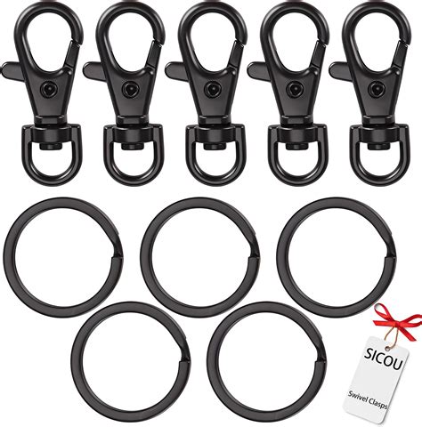 Veiwo 50pcs Metal Lobster Claw Clasps Trigger Clips Swivel Lanyard Snap Hooks With Key Chain
