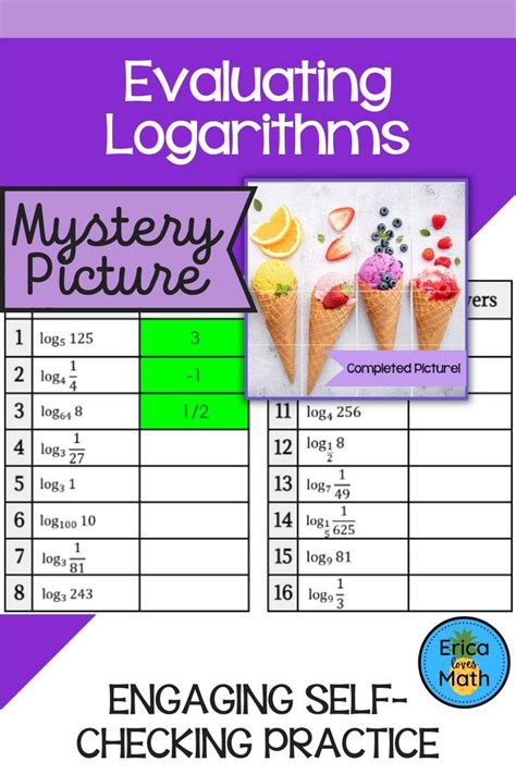 Evaluating Logarithms Digital Activity Mystery Picture Digital Activities Secondary Math