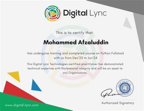Successfully Completed A Full Stack Web Development Certification With A Focus On Python At