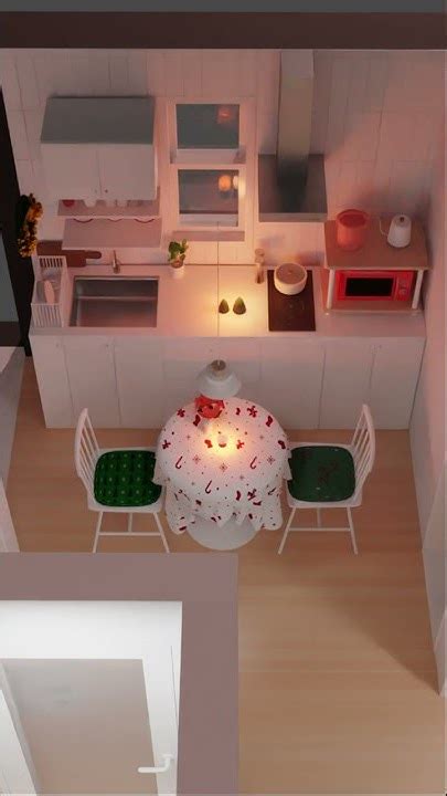 룸투어 주방 10평대 미니투룸 크리스마스 화이트 인테리어 작은 부엌 만들기 Mini Room Tour 블렌더 Blender 3d 모델링 Youtube