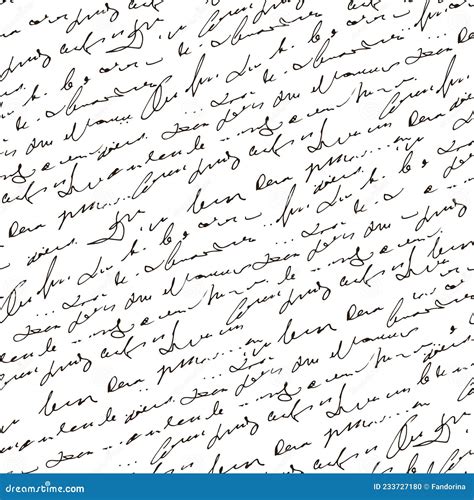 Handwritten Abstract Text Scribbles Vector Seamless Pattern Vector Monochrome Script Stock