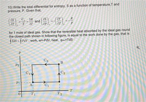 Solved Write The Total Differential For Entropy S As A Chegg