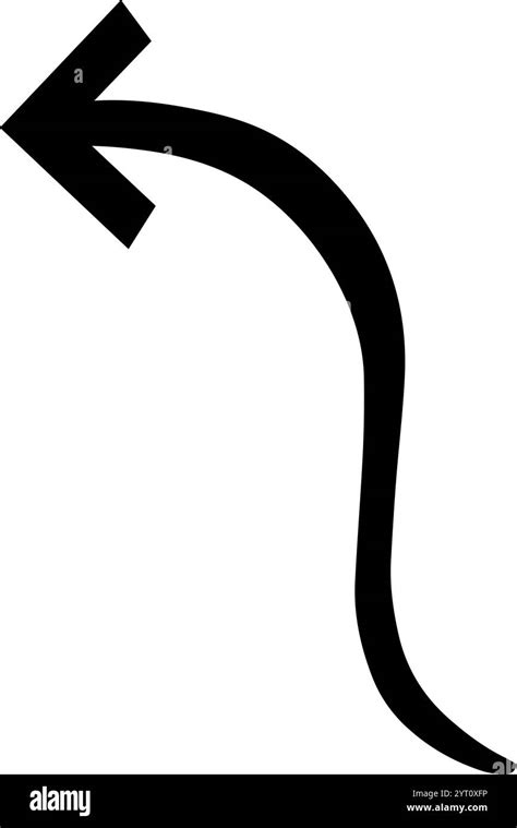 Simple Hand Drawn Arrow Curves Smoothly Downwards And To The Left