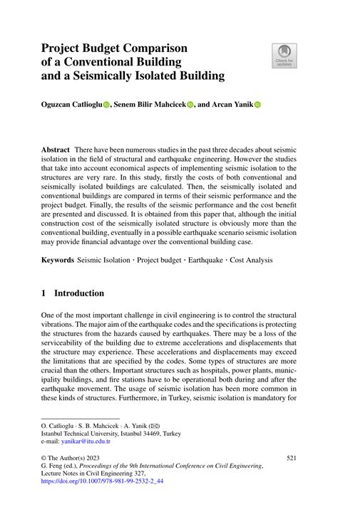 Pdf Project Budget Comparison Of A Conventional Building And A Seismically Isolated Building