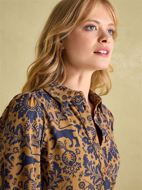 Buy Joules Hazel Brown Floral Jersey Shirt Midi Dress From Next Ireland