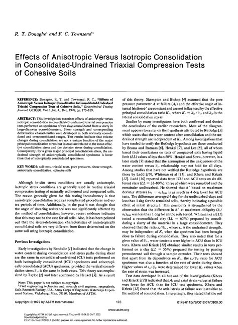 1979 Effects Of Anisotropic Versus Isotropic Consolidation In Consolidated Undrained Triaxial