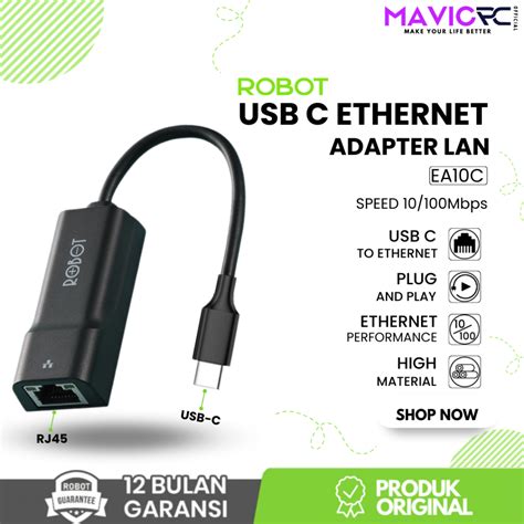 Jual ROBOT EA10C Type C Ethernet Adapter LAN Network RJ45 10 100Mbps Garansi Resmi 1 Tahun