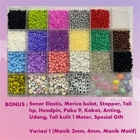 Jual Manik Manik Pasir 1 Box Paket Manik Manik Diy Diy Meronce Set Manik Manik 1 Box Isi