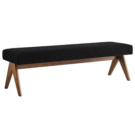 Modway Lyra 63 In Boucle Upholstered Bench In Black In The Benches