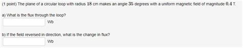 Solved Point The Plane Of A Circular Loop With Radius Chegg