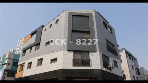 8227 그레이와 화이트 화강석 무광 금속 골판넬 적고벽돌 마감 멋진 4층 다세대 상가주택 빌라 디자인 예쁜 건물 외벽 회색 석재 외장 시공 화강암 리모델링