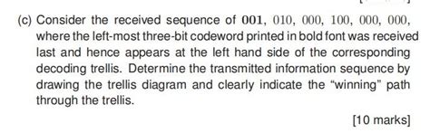 solved c consider the received sequence of